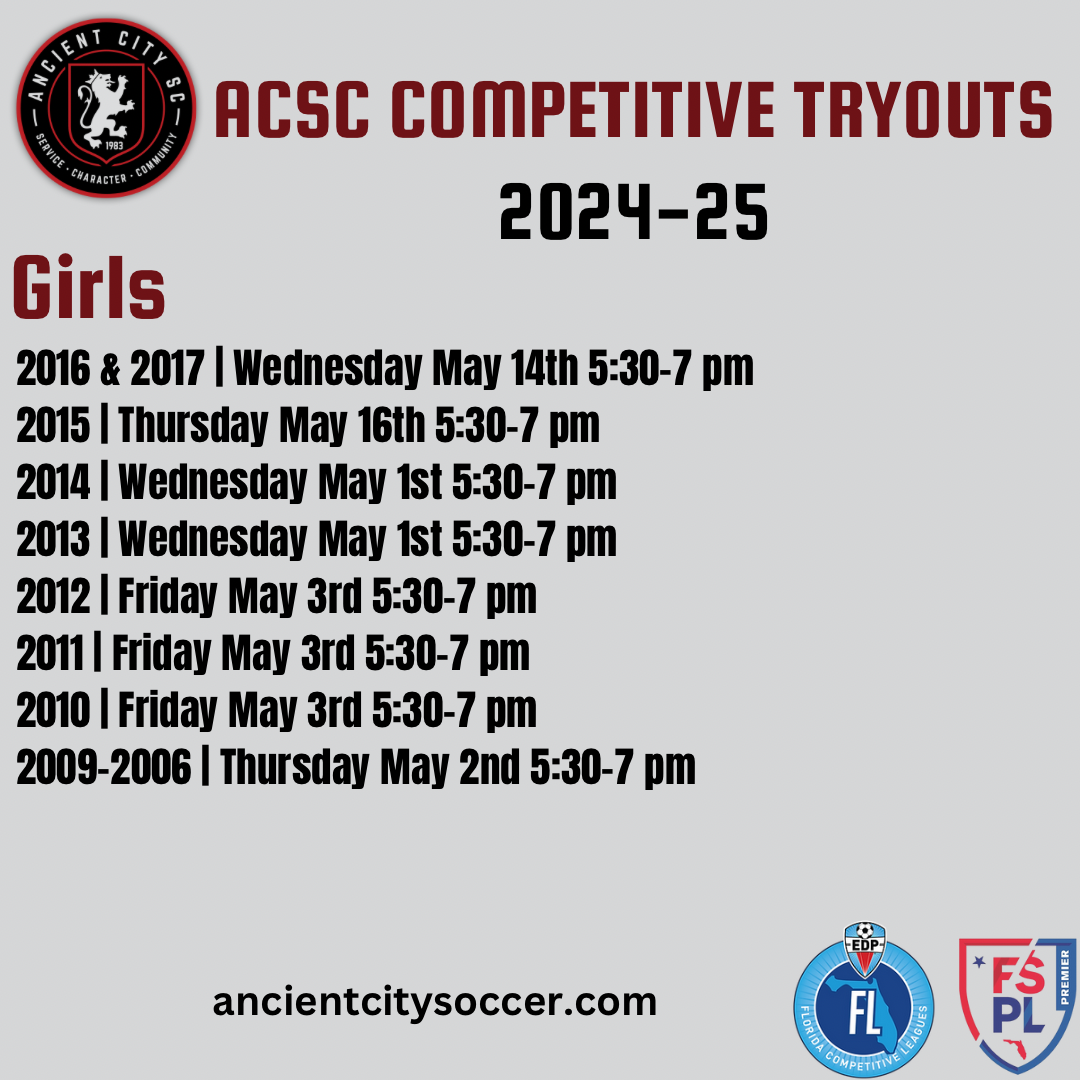 2024-2025 Competitive Tryouts | Ancient City Soccer Club 2024-2025 Competitive Tryouts | Ancient City Soccer Club